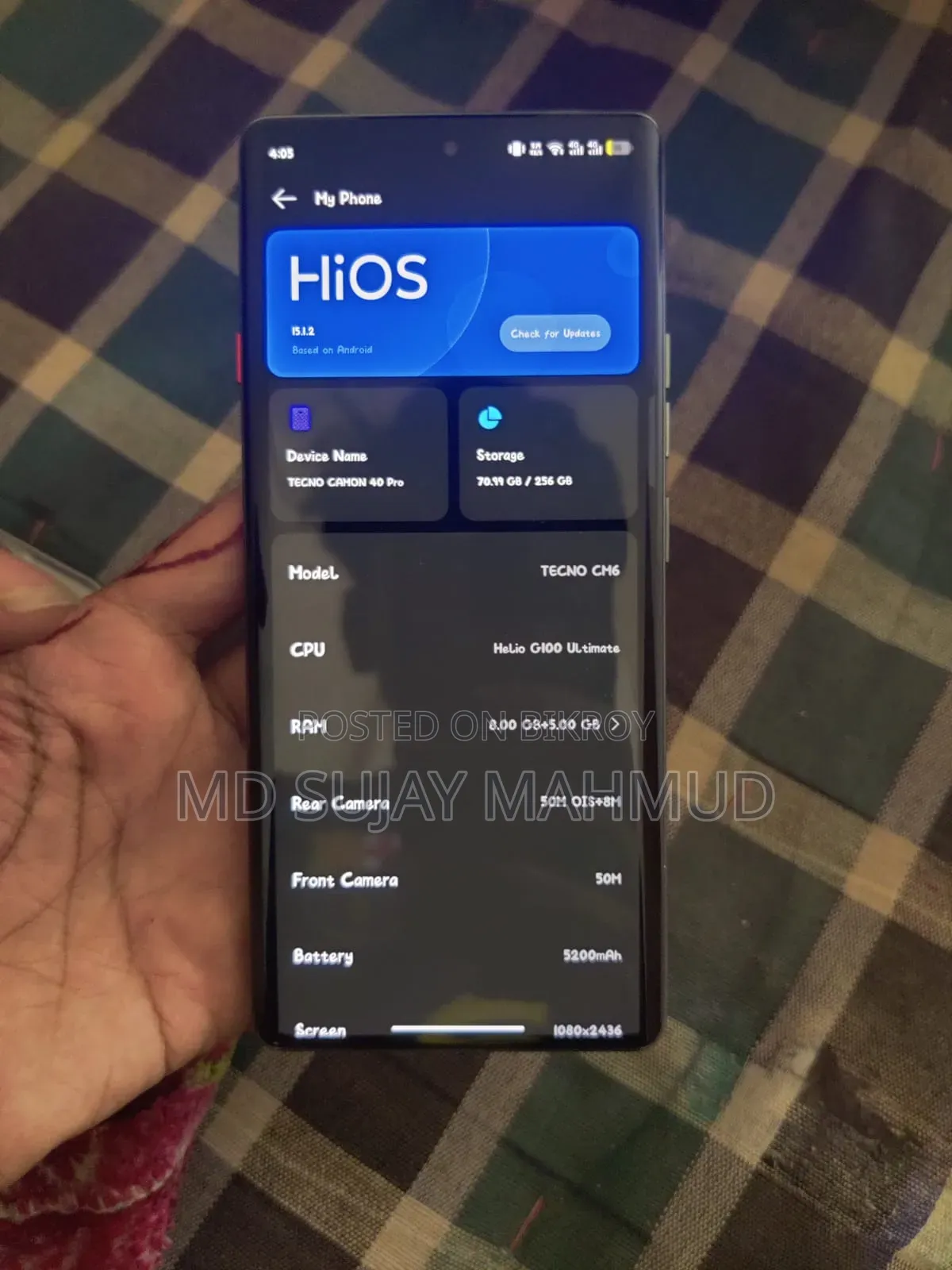 Tecno Spark 40 Pro 256 GB Gray for sale - Md Sujay Mahmud Price: BDT ...