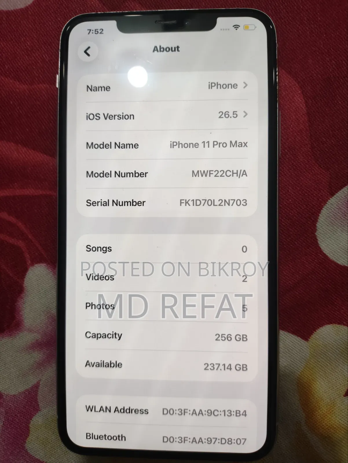 Apple iPhone 11 Pro Max 256 GB Silver for sale - Md Refat Price: BDT ...